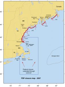 PSP Closure Maps - Northeast HAB